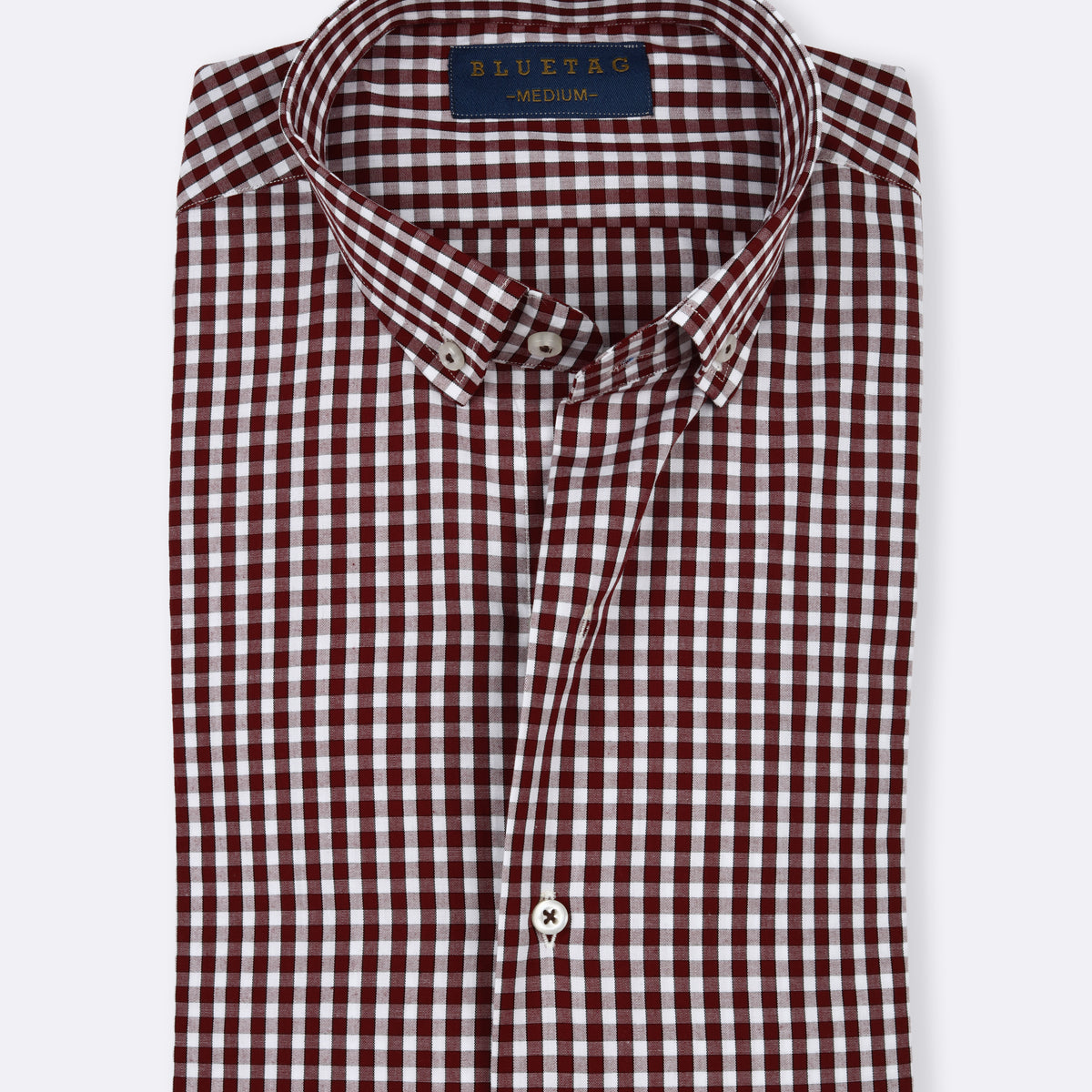 Classic Maroon & White Gingham Checkered – B L U E T A G